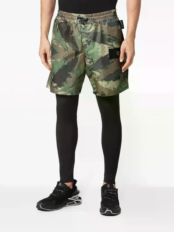 PLEIN SPORT Camouflage-print Layered Track Pants