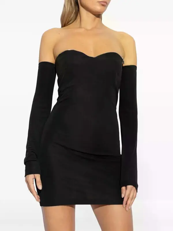 Dsquared2 Off-the-shoulder Sweetheart Neck Mini Dress With Zip Detailing