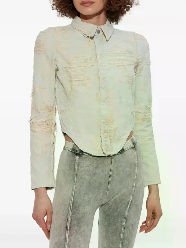 DIESEL® De-madeleine-fsg Cropped Distressed Shirt - Grey