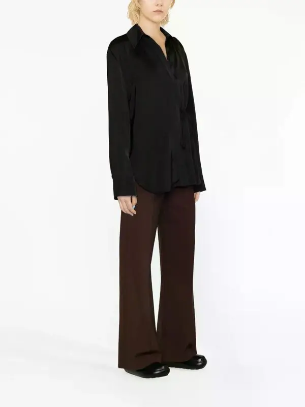 JIL SANDER Crepe Tie-fastening Wrap Shirt - Black