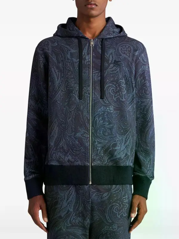 Etro Paisley-print Zip-up Cotton Hoodie