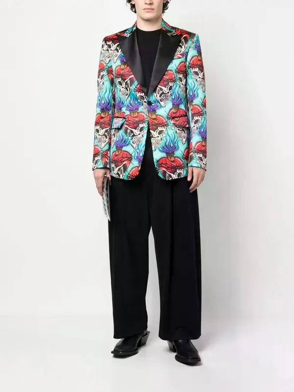 Philipp Plein Skull-print Blazer - Blue
