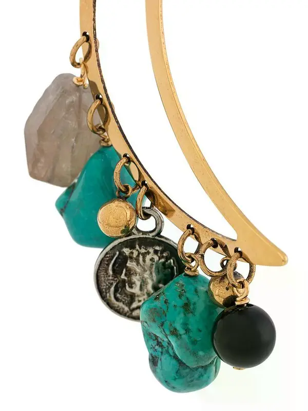 La DoubleJ Luna Pendant Earrings With Onyx And Turquoise Accents