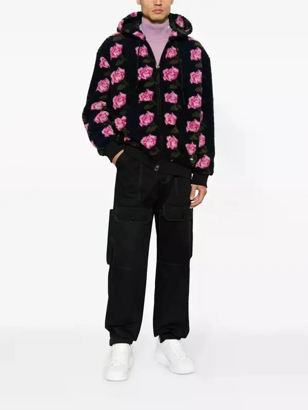MSGM Contrasting Stitch Logo Patch Cargo Trousers