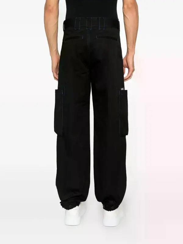 MSGM Contrasting Stitch Logo Patch Cargo Trousers