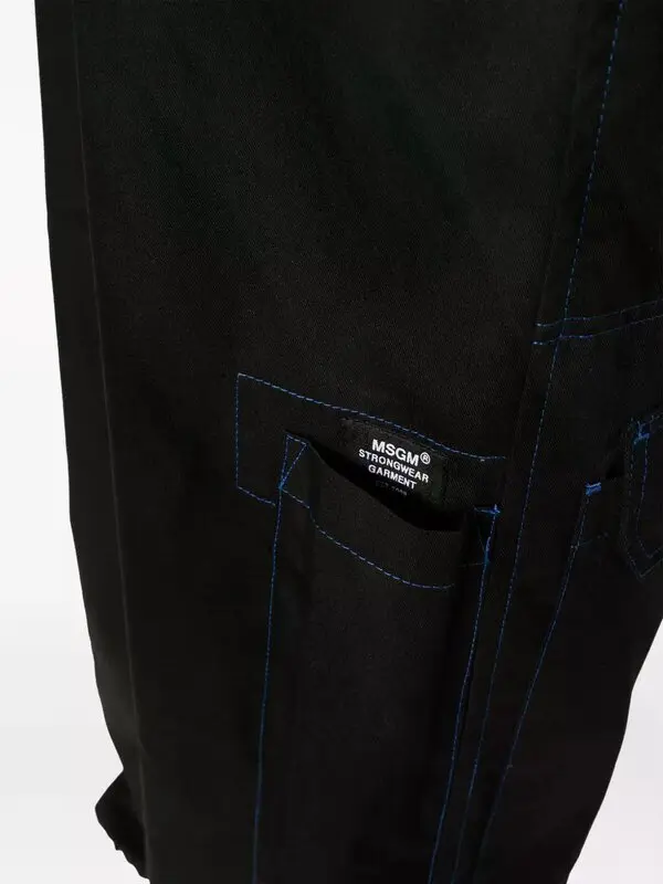 MSGM Contrasting Stitch Logo Patch Cargo Trousers
