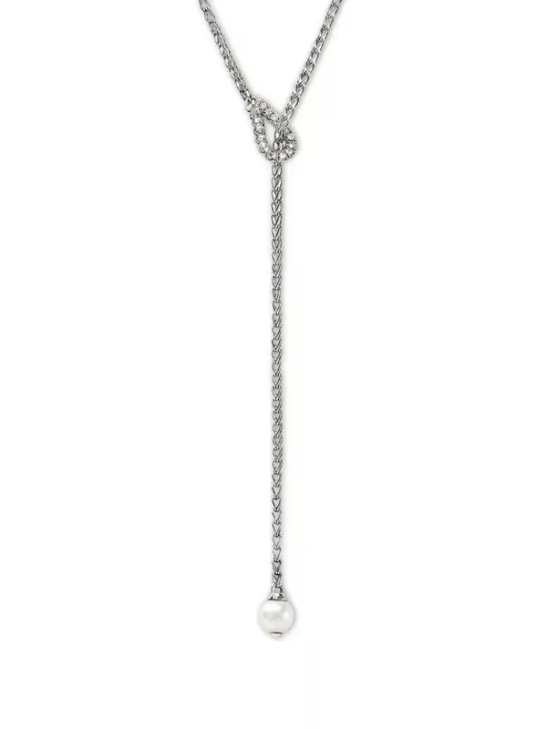 John Hardy Sterling And Diamond Lariat Necklace With Pearl