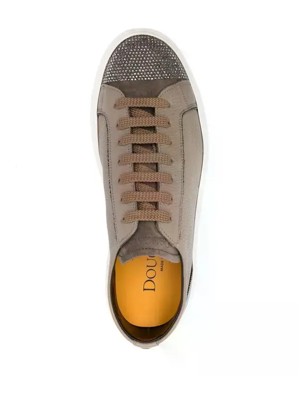 DOUCAL'S Crystal-embellished Calf Leather Sneakers