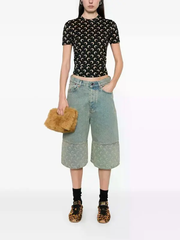 MARINE SERRE Moon-print Short-sleeve Top - Black