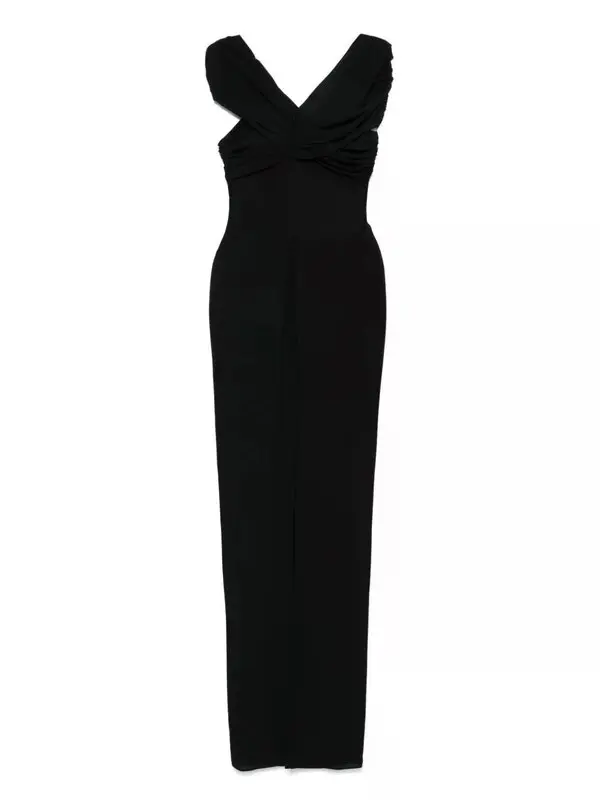MONOT Off-the-shoulder Sheer Maxi Dress With Bow Detailing