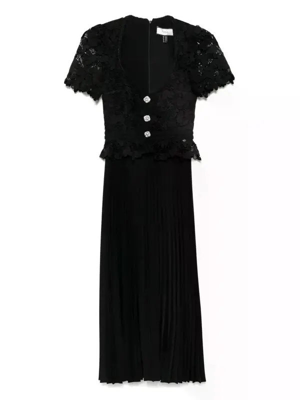 NISSA Lace-panelled Maxi Dress - Black