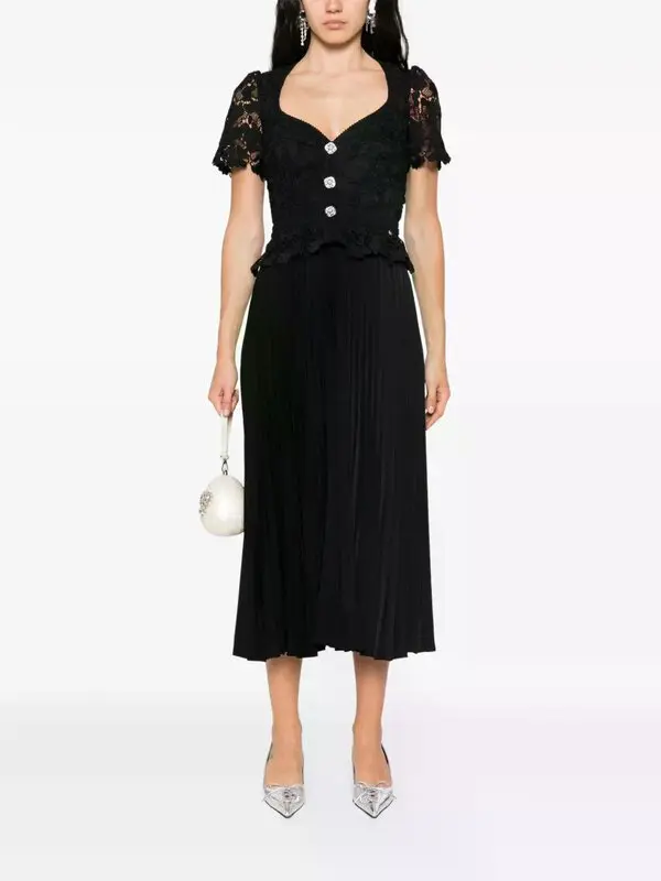 NISSA Lace-panelled Maxi Dress - Black