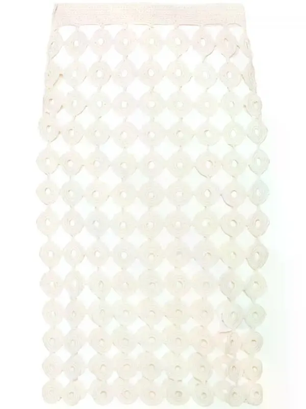 WALES BONNER Stanza Crochet-knit Midi Skirt - Neutrals