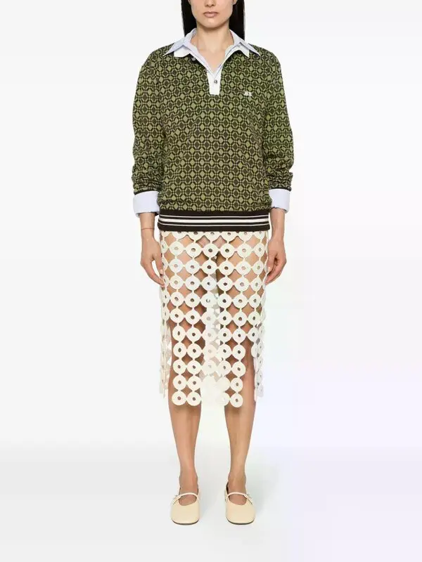 WALES BONNER Stanza Crochet-knit Midi Skirt