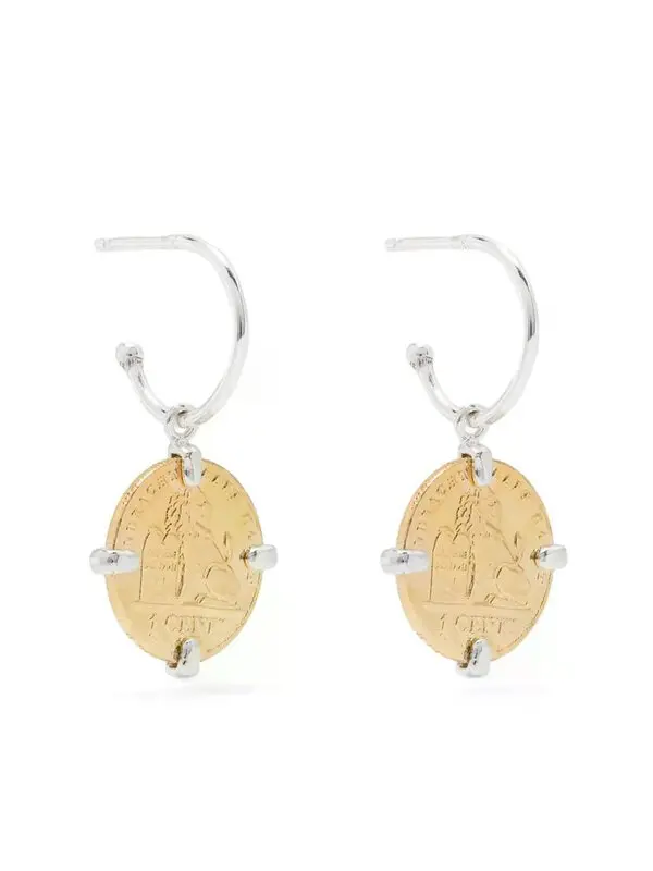 WOUTERS & HENDRIX Coin-embellished Hoop Earrings - Silver