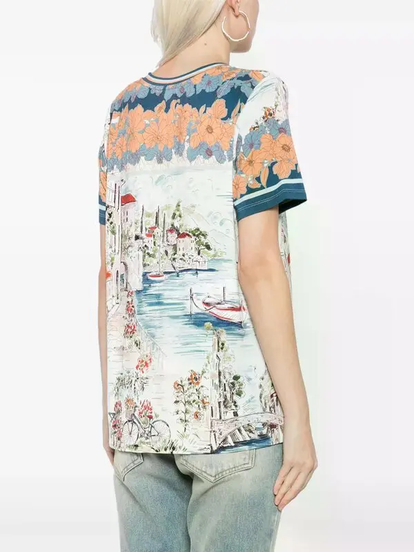 Johnny Was Janie Favourite Swing T-shirt With All-over Graphic Print - Neutrals
