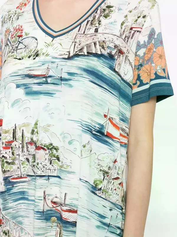 Johnny Was Janie Favourite Swing T-shirt With All-over Graphic Print - Neutrals