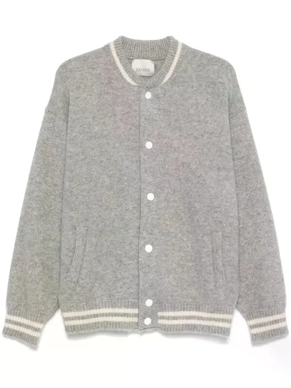 LANEUS Knitted Bomber Jacket - Grey