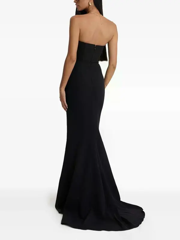 MOOS STUDIO One-shoulder Draped Maxi Dress With Train - Black