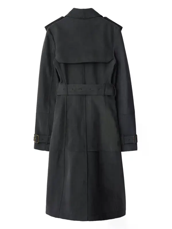Burberry Long Trench Coat In Cotton And Nylon - Grey