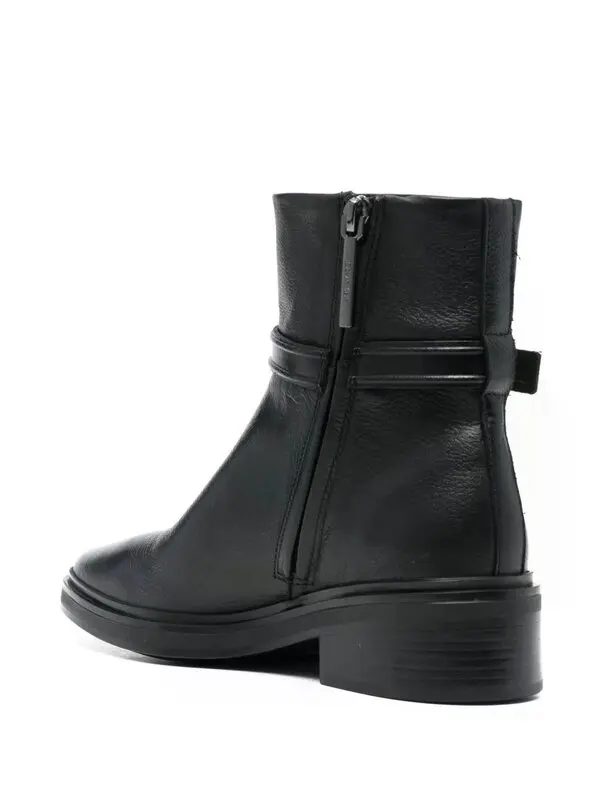 Calvin Klein Calf Leather Ankle Boots With Logo Detail