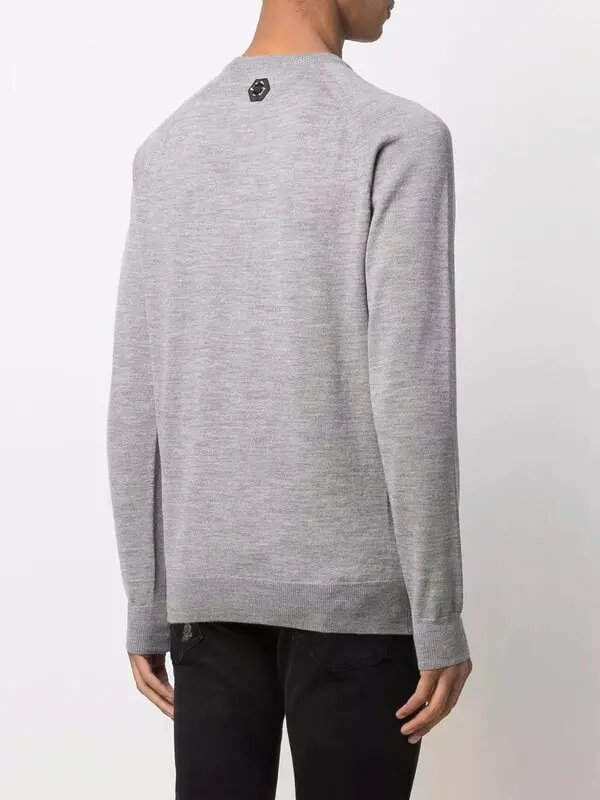 Philipp Plein Logo Print Wool Jumper - Grey