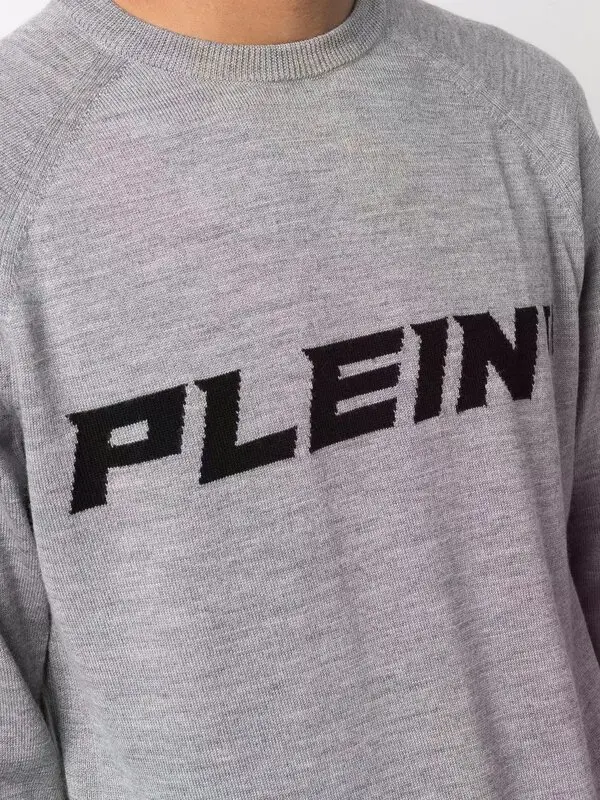 Philipp Plein Logo Print Wool Jumper - Grey