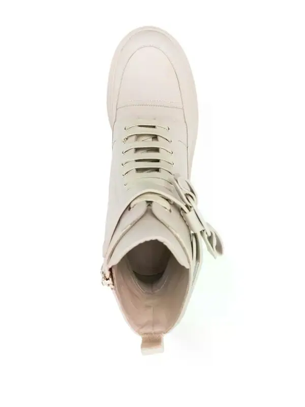 FERRAGAMO Bone White Calf Leather Ankle Boots With Gold-tone Hardware