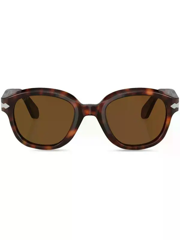 Persol Tortoiseshell Effect Round Frame Sunglasses - Brown