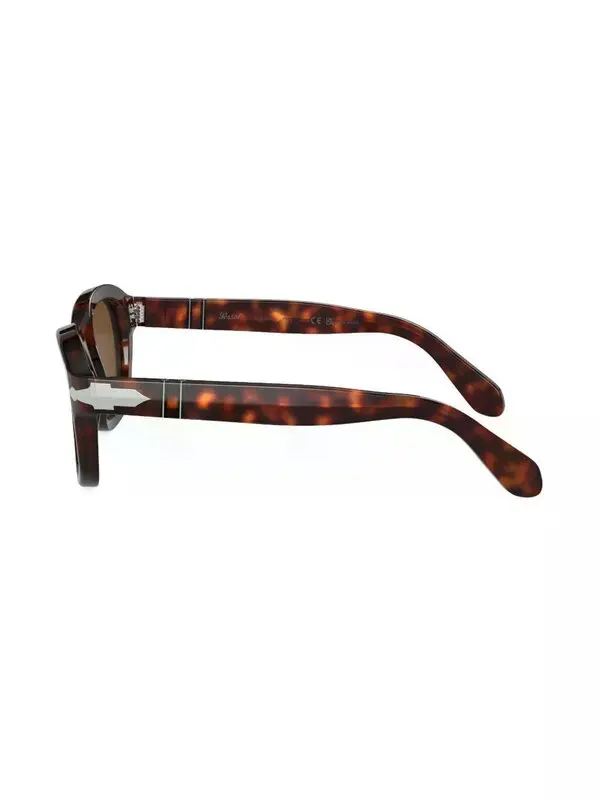 Persol Tortoiseshell Effect Round Frame Sunglasses