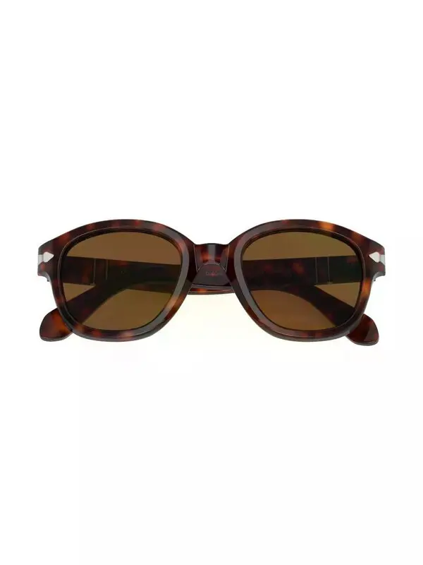 Persol Tortoiseshell Effect Round Frame Sunglasses