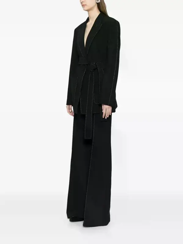 Elie Saab Topstitch Virgin Wool Blend Blazer