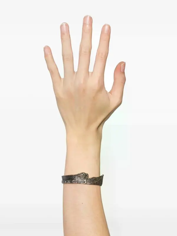 JULIUS Carved Vintage-effect -tone Cuff Bracelet - Silver