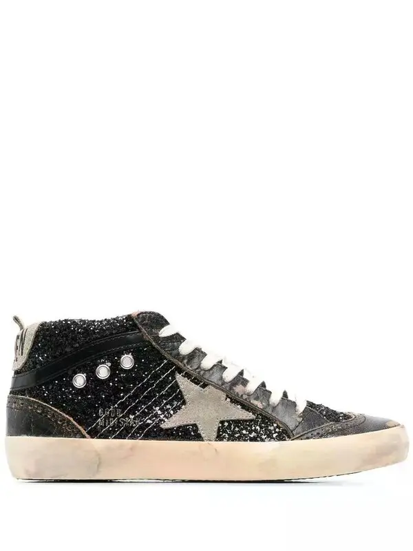 GOLDEN GOOSE Mid Star Lace-up Sneakers - Black