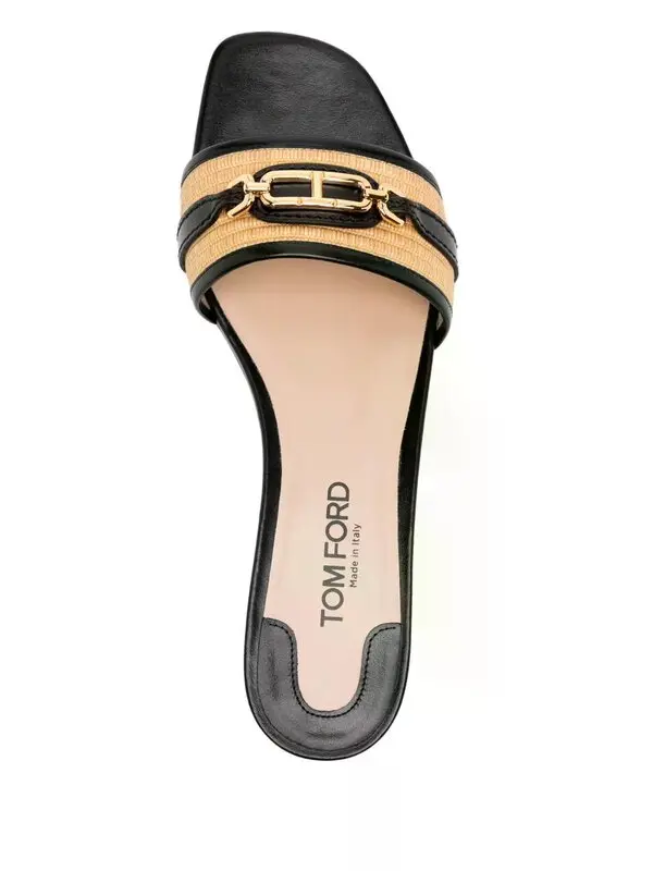TOM FORD Whitney Single Toe Strap Slides - Black
