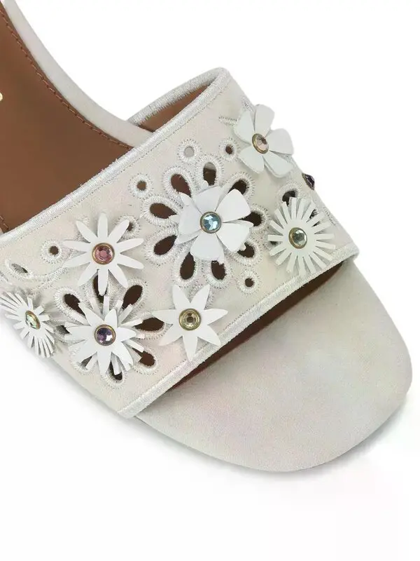 Kurt Geiger Floral Embellished Low Heel Sandals