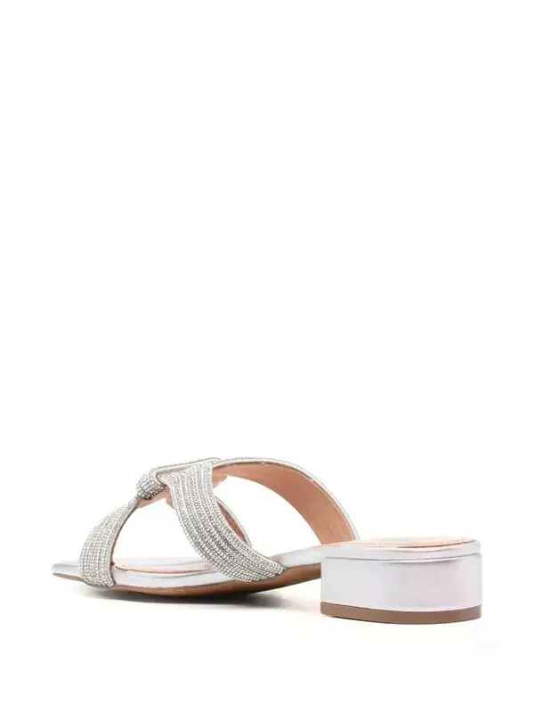BIBI LOU Embellished Square Toe Sandals - Silver