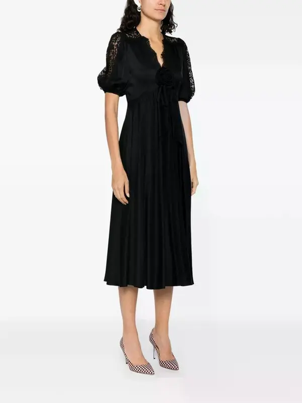 NISSA Floral-lace Puff Sleeve Dress