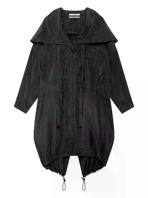 Another Tomorrow Zip-up Parka With Drawstring Hem And Hooded Design - Black