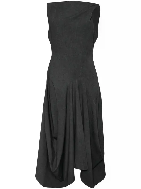 Goen.j Asymmetrical Draped Midi Dress
