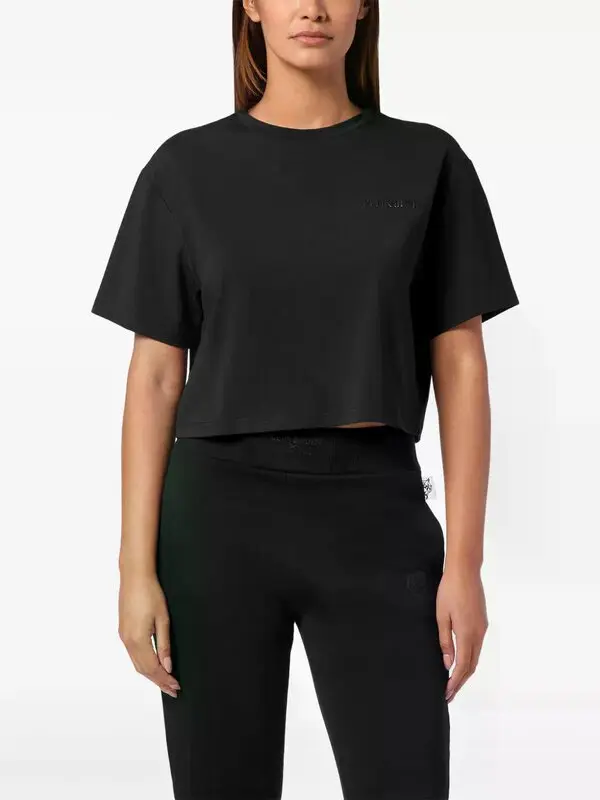 PLEIN SPORT Cropped Crew Neck T-shirt - Black