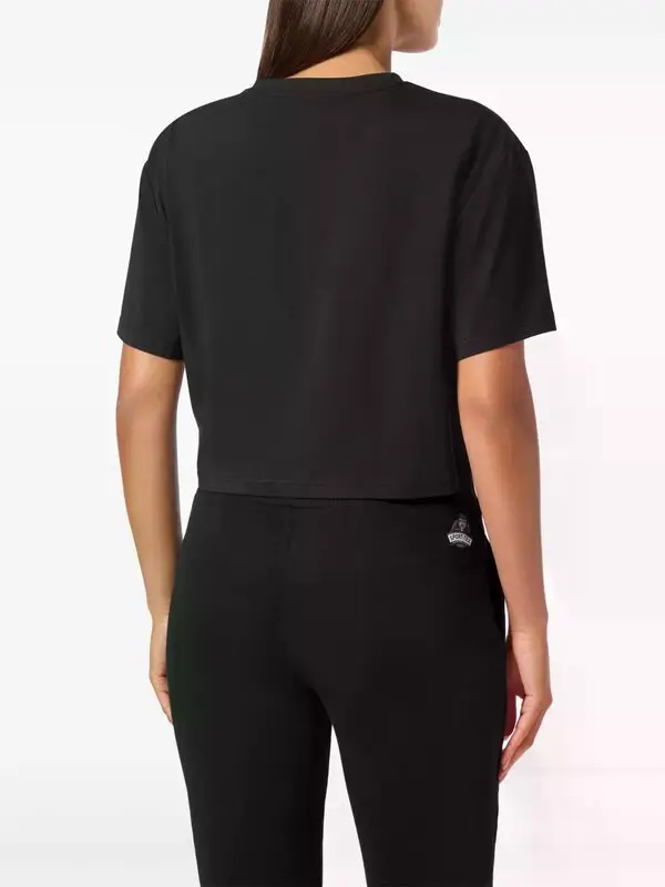 PLEIN SPORT Cropped Crew Neck T-shirt - Black