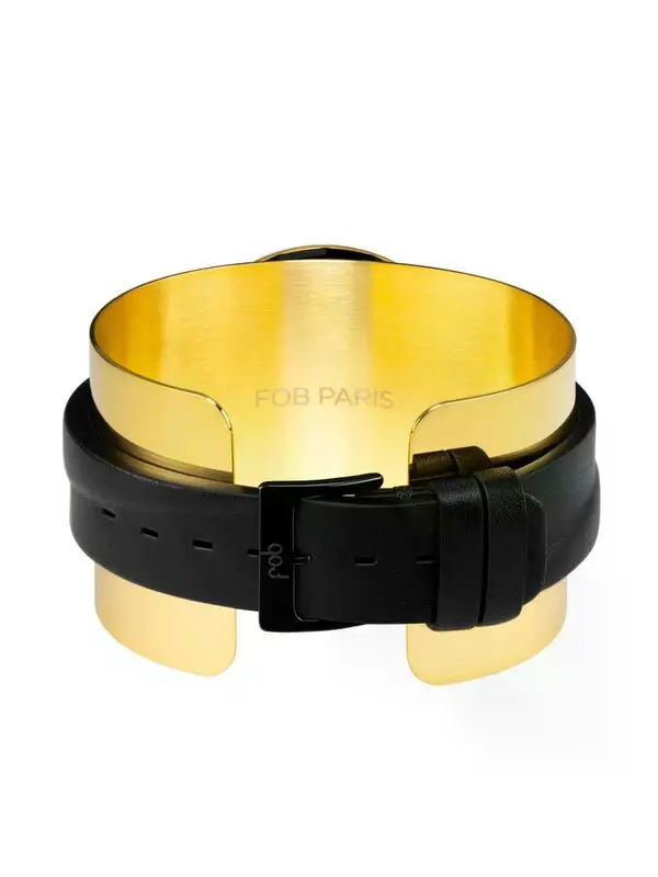 FOB PARIS R360 Gold Cuff Watch With Skeleton Dial