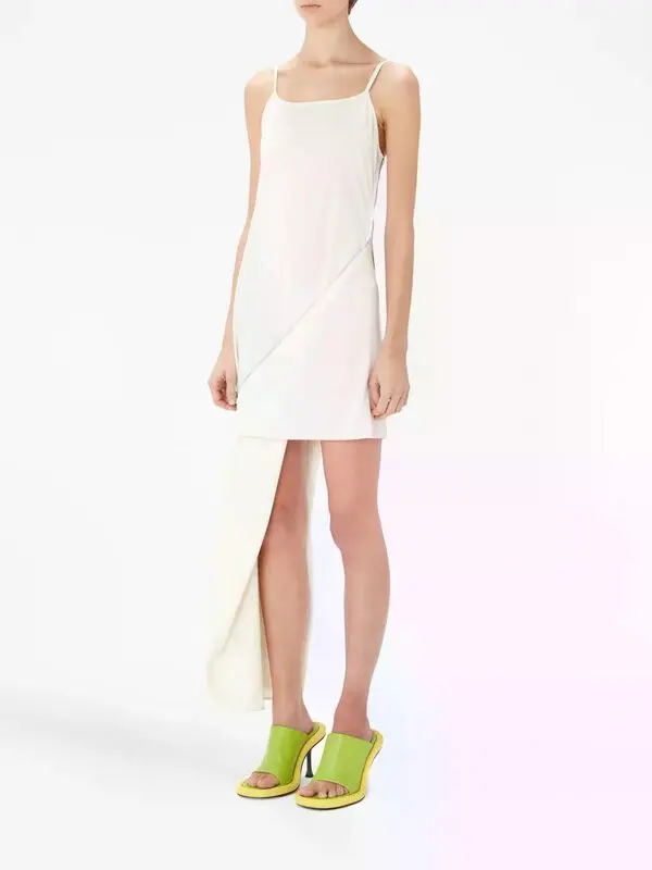 JW Anderson Asymmetric Sleeveless Dress With Draped Detailing - Neutrals