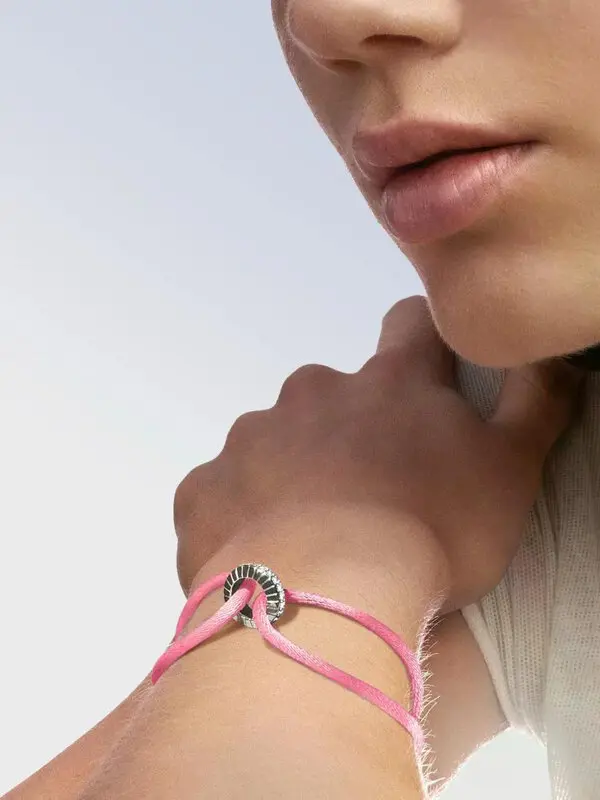 LOEV 14kt White Gold Diamond Eternity Bracelet With Pink Cord - Silver