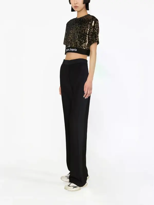 Palm Angels Sequin-embellished Animal Print Crop Top