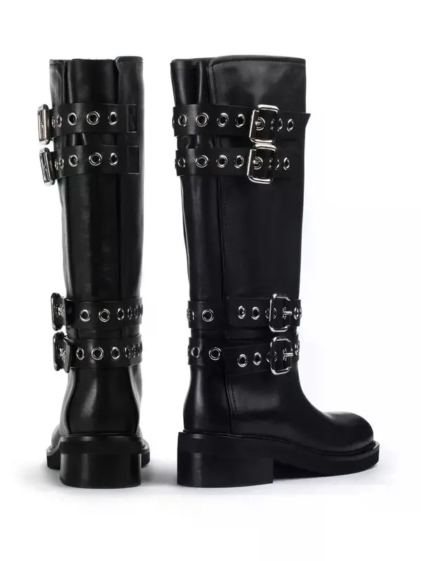 LE SILLA Harley Buckled Leather Boots