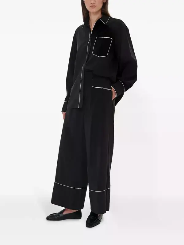 A.M.G. Contrast-piping Pajama Trousers - Black