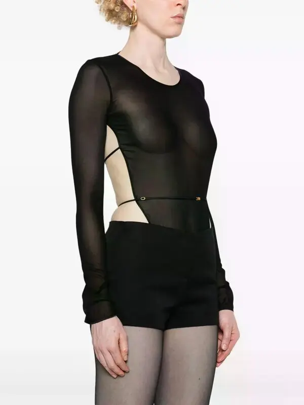 Saint Laurent Open-back Georgette Crepe Bodysuit