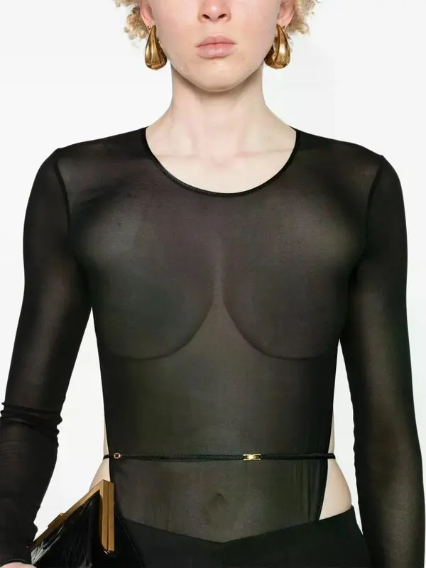 Saint Laurent Open-back Georgette Crepe Bodysuit